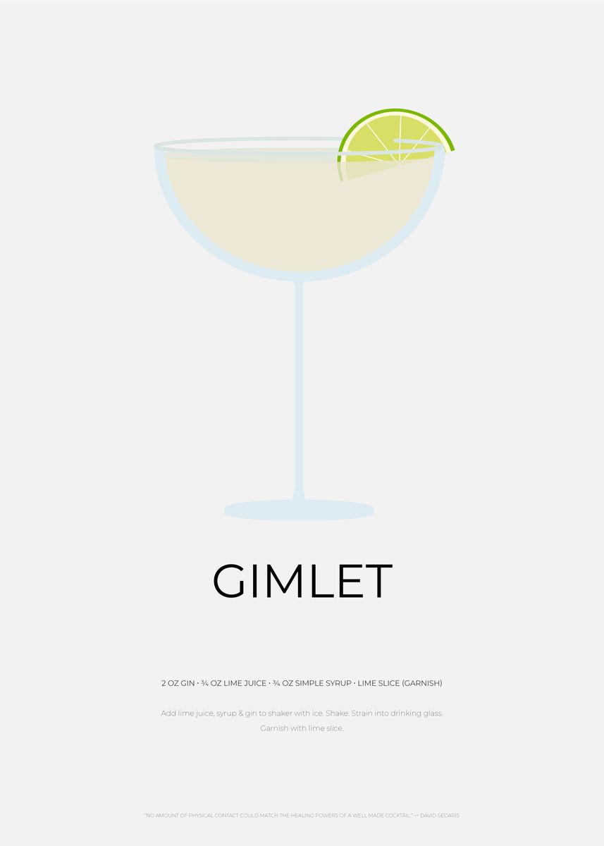 'Gimlet Cocktail Recipe' Poster by Alo | Displate