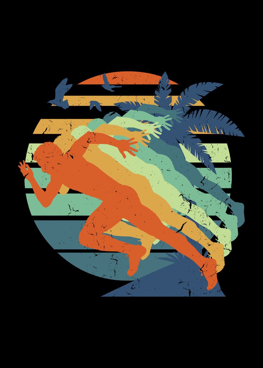 'Retro Runner Vintage Cool' Poster, picture, metal print, paint by ...