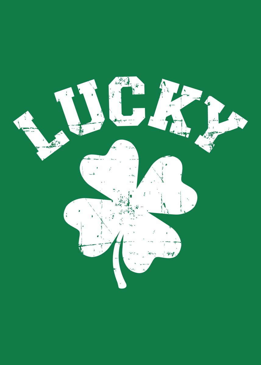 'Lucky shamrock vintage' Poster, picture, metal print, paint by ...