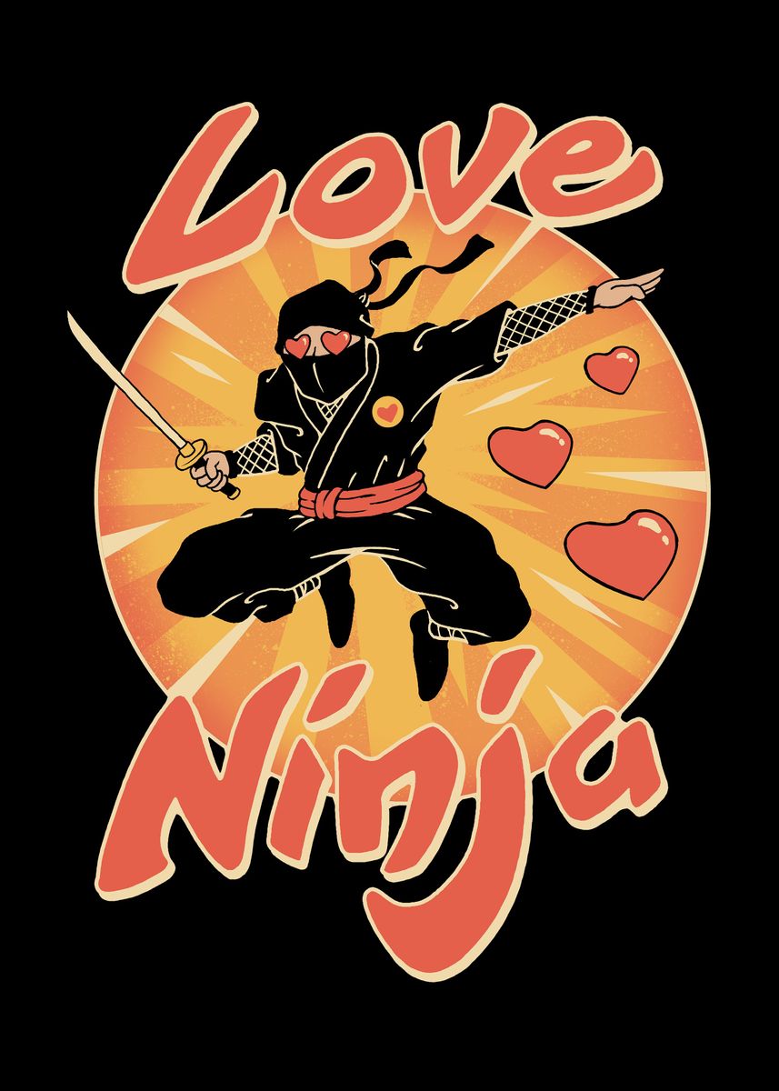 'Love Ninja' Poster, picture, metal print, paint by vp trinidad | Displate