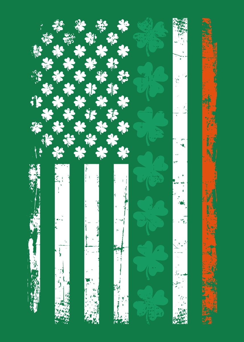 'Shamrock USA flag St Patr' Poster by Designzz | Displate