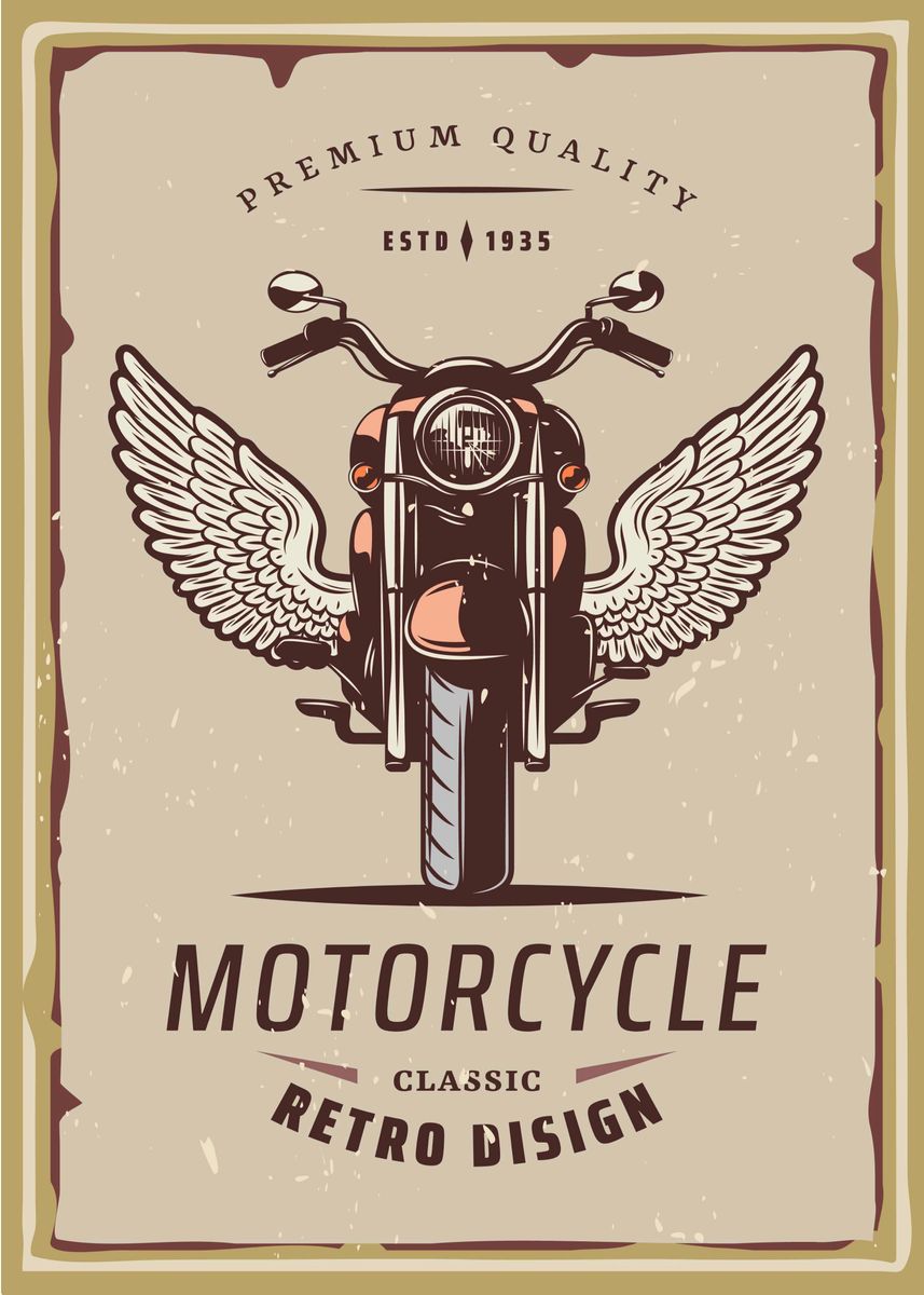 'Vintage motorcycle' Poster by Karin Studio | Displate