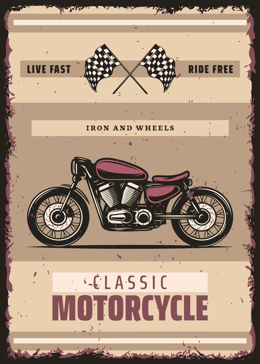 'Motorcycle' Poster, picture, metal print, paint by Karin Studio | Displate