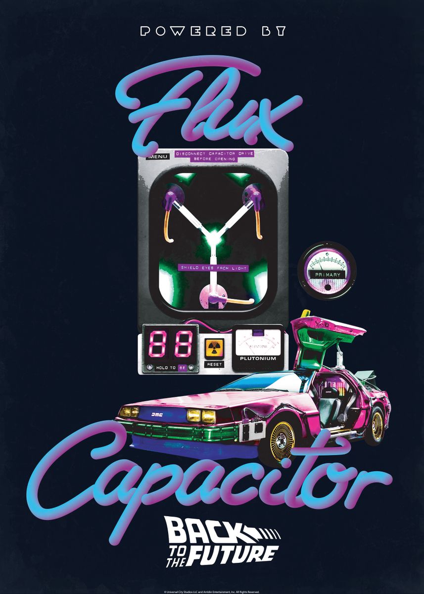'Powered by Flux Capacitor' Poster, picture, metal print, paint by Back ...