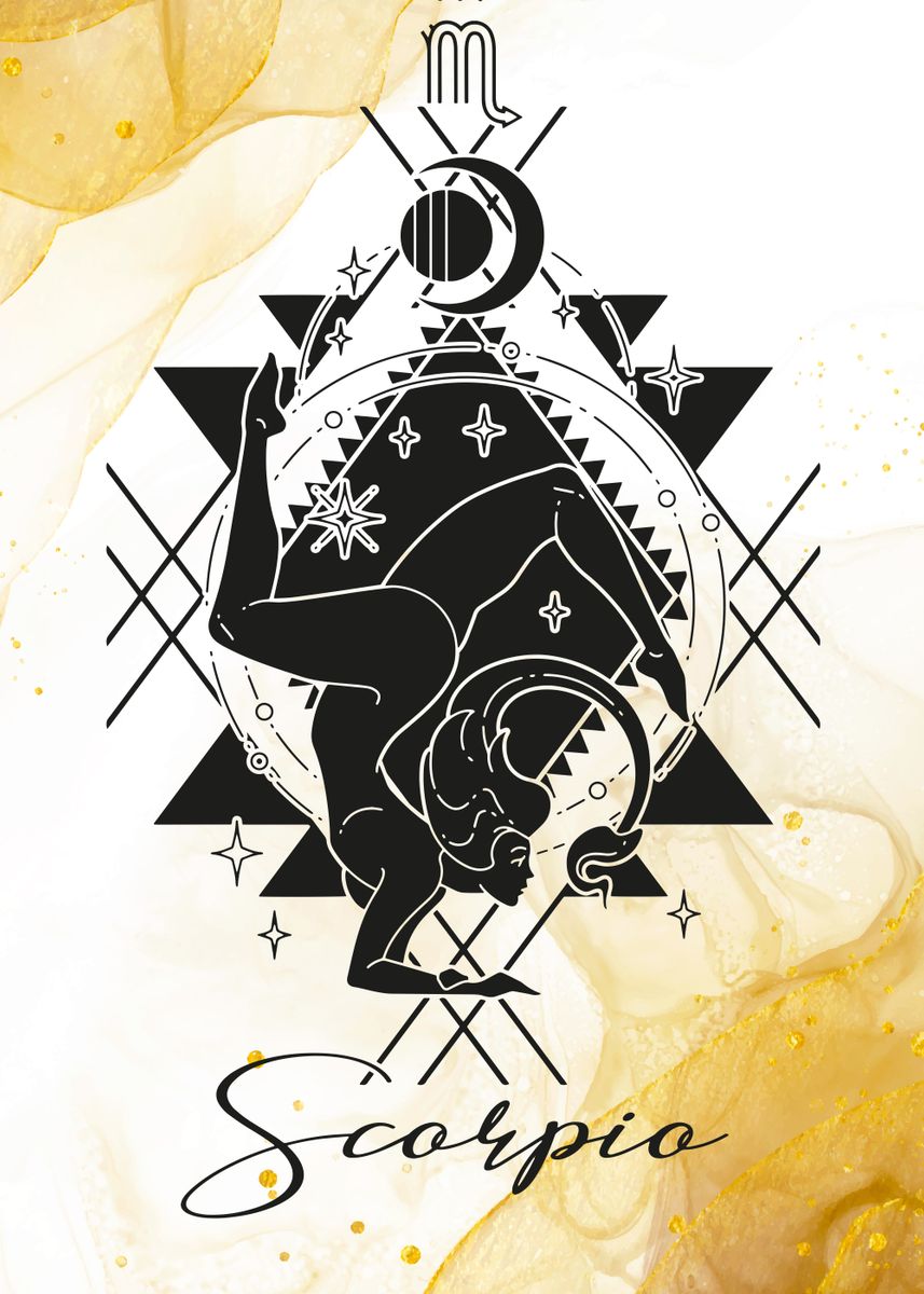 'Zodiac sign Scorpio gold' Poster, picture, metal print, paint by ...
