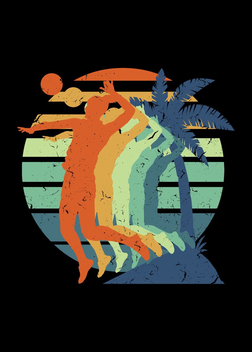 'Retro Volleyball Vintage ' Poster, picture, metal print, paint by ...