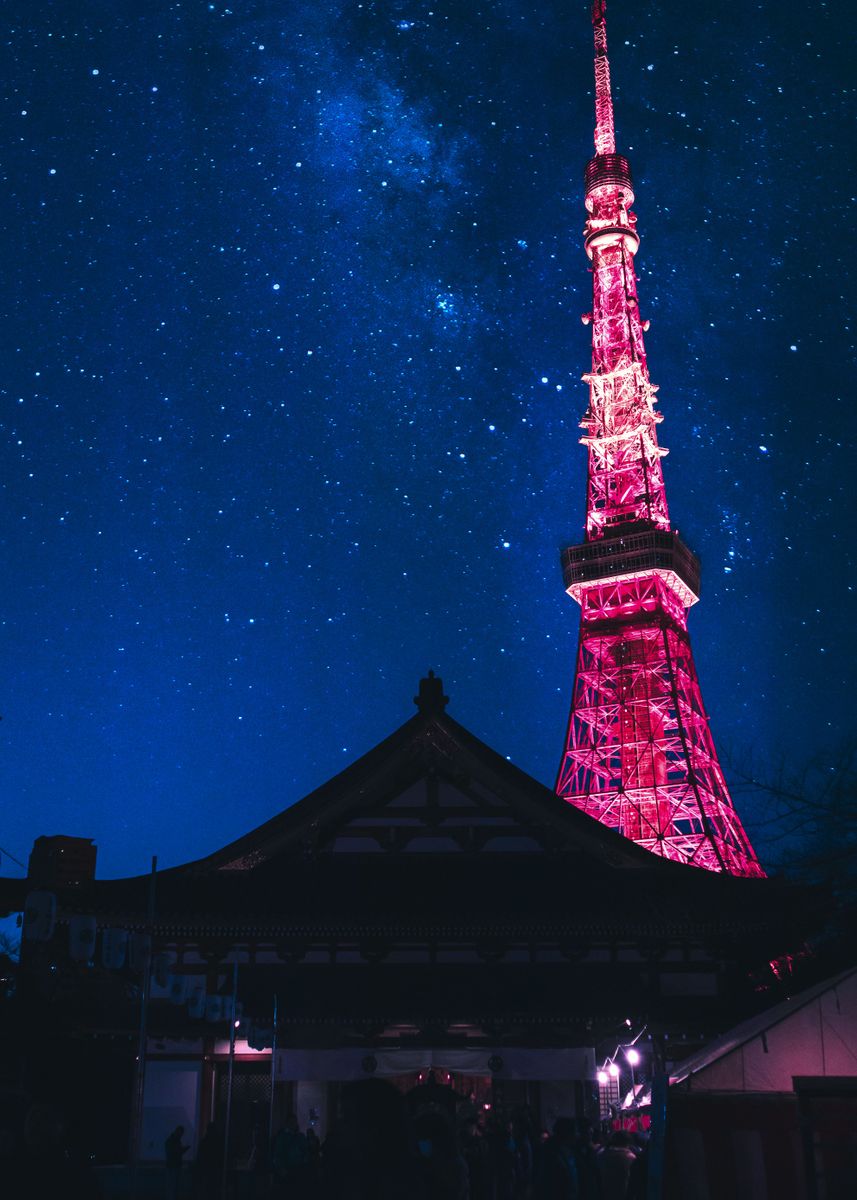 'Stars above Tokyo Tower' Poster, picture, metal print, paint by ...