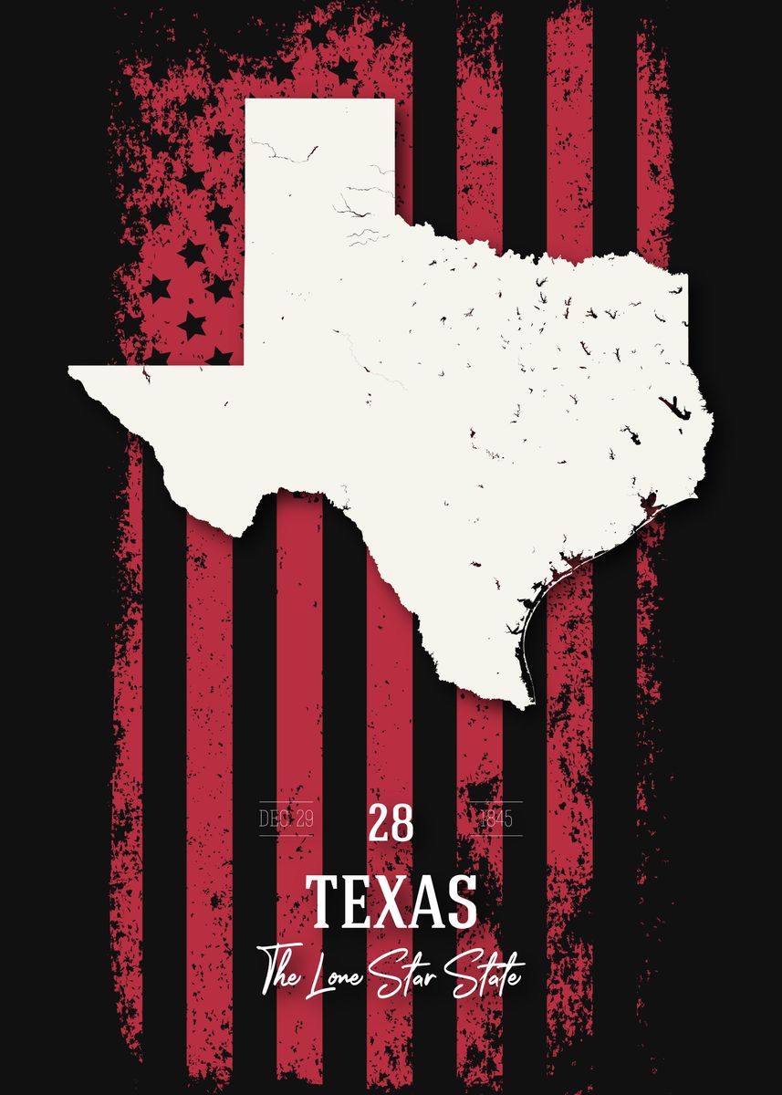 'Texas State Map USA' Poster, picture, metal print, paint by dkDesign ...
