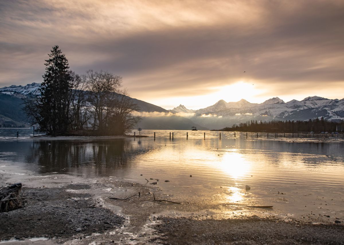 'wintersun in the alps' Poster by Christopher Graßmann | Displate