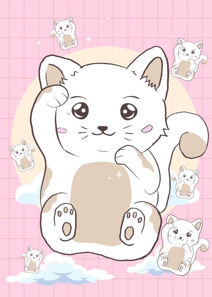 'Japanese Cute Kawaii Cat' Poster by AestheticAlex | Displate