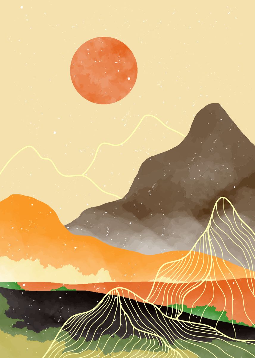 'Abstract Mountain art' Poster, picture, metal print, paint by budi ...