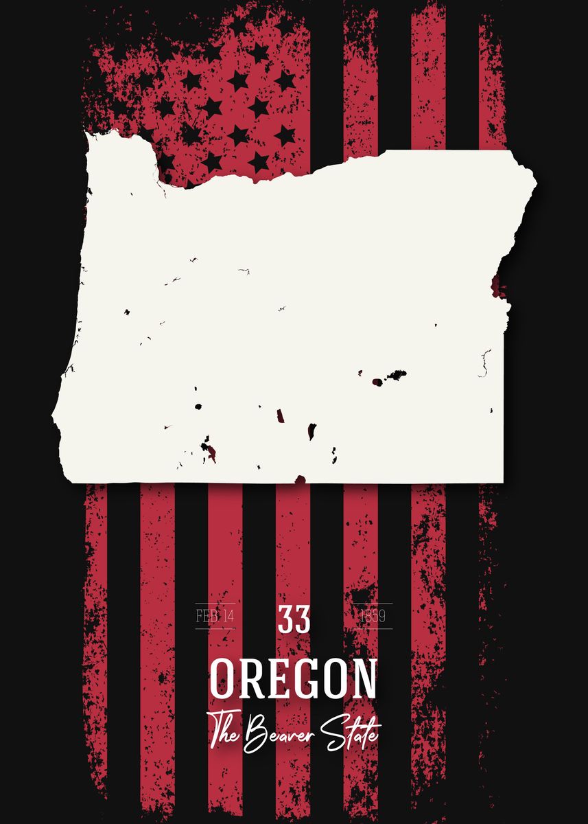 'Oregon State Map USA' Poster, picture, metal print, paint by dkDesign ...