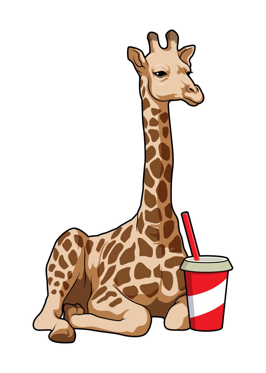 'Giraffe Drink ' Poster, picture, metal print, paint by Markus Schnabel ...