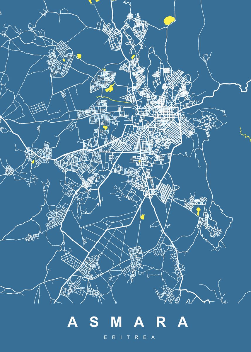 'ASMARA Map ERITREA' Poster, picture, metal print, paint by UrbanMaps ...