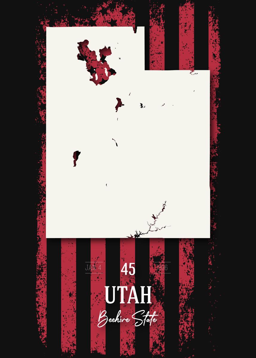'Utah State Map USA' Poster by dkDesign | Displate