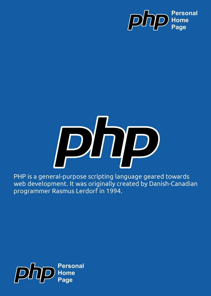 'PHP Personal Home Page' Poster, picture, metal print, paint by Masmus ...