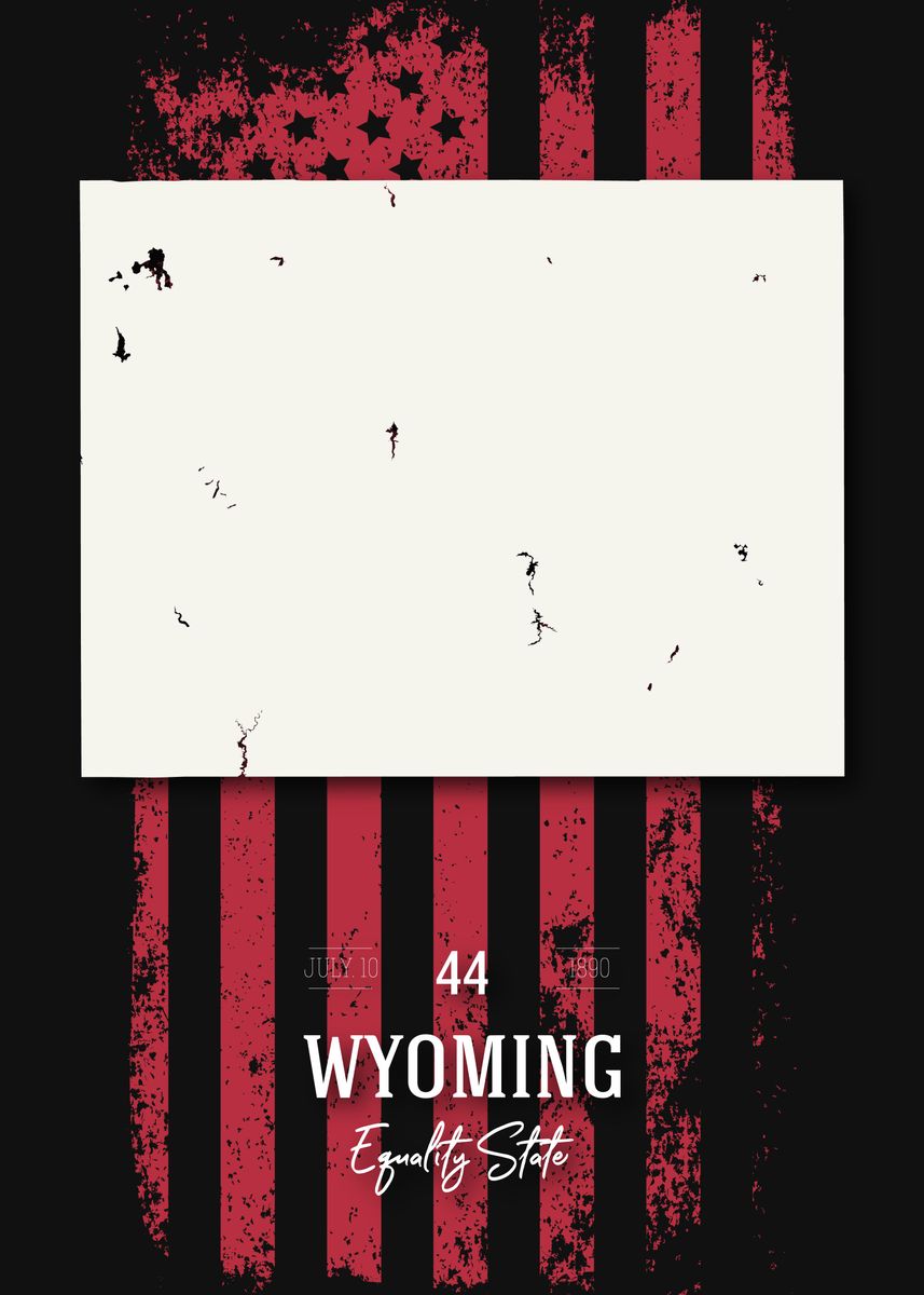 'Wyoming State Map USA' Poster, picture, metal print, paint by dkDesign ...