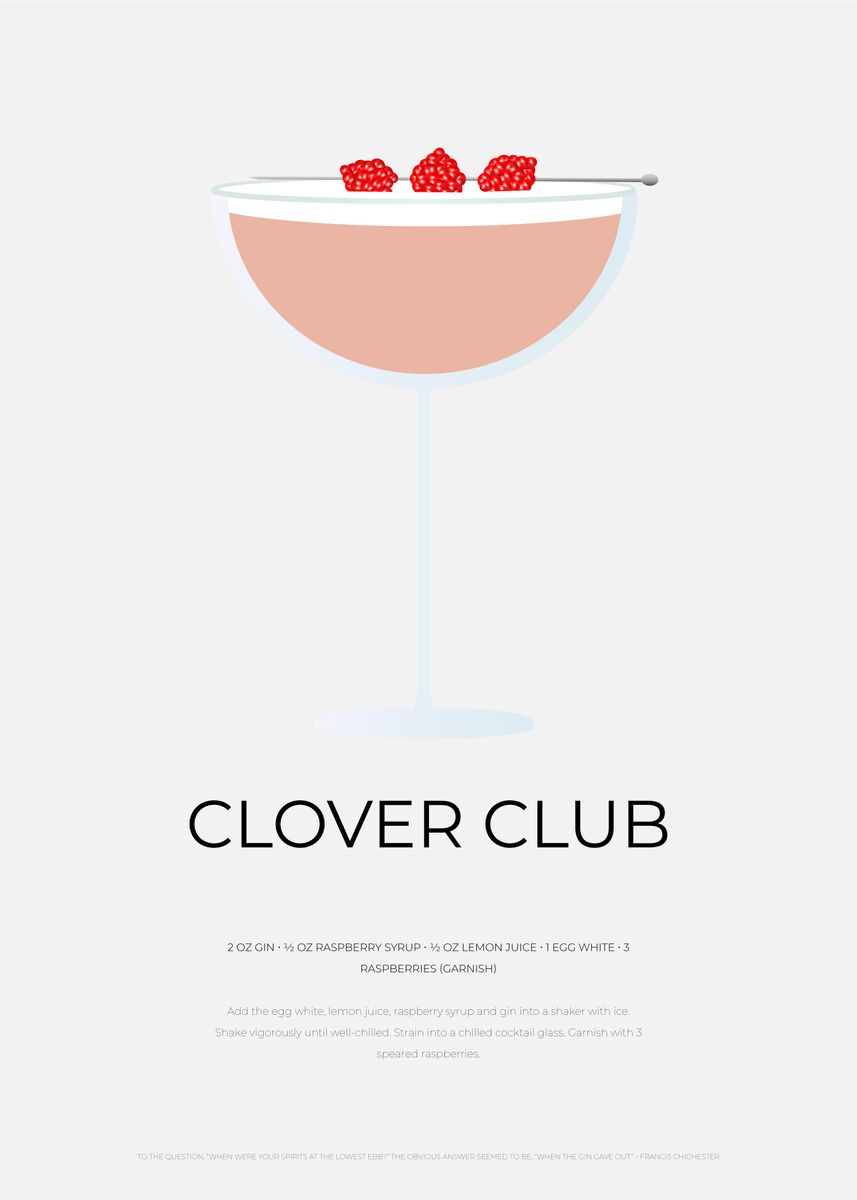 'Clover Club Cocktail' Poster by Alo | Displate