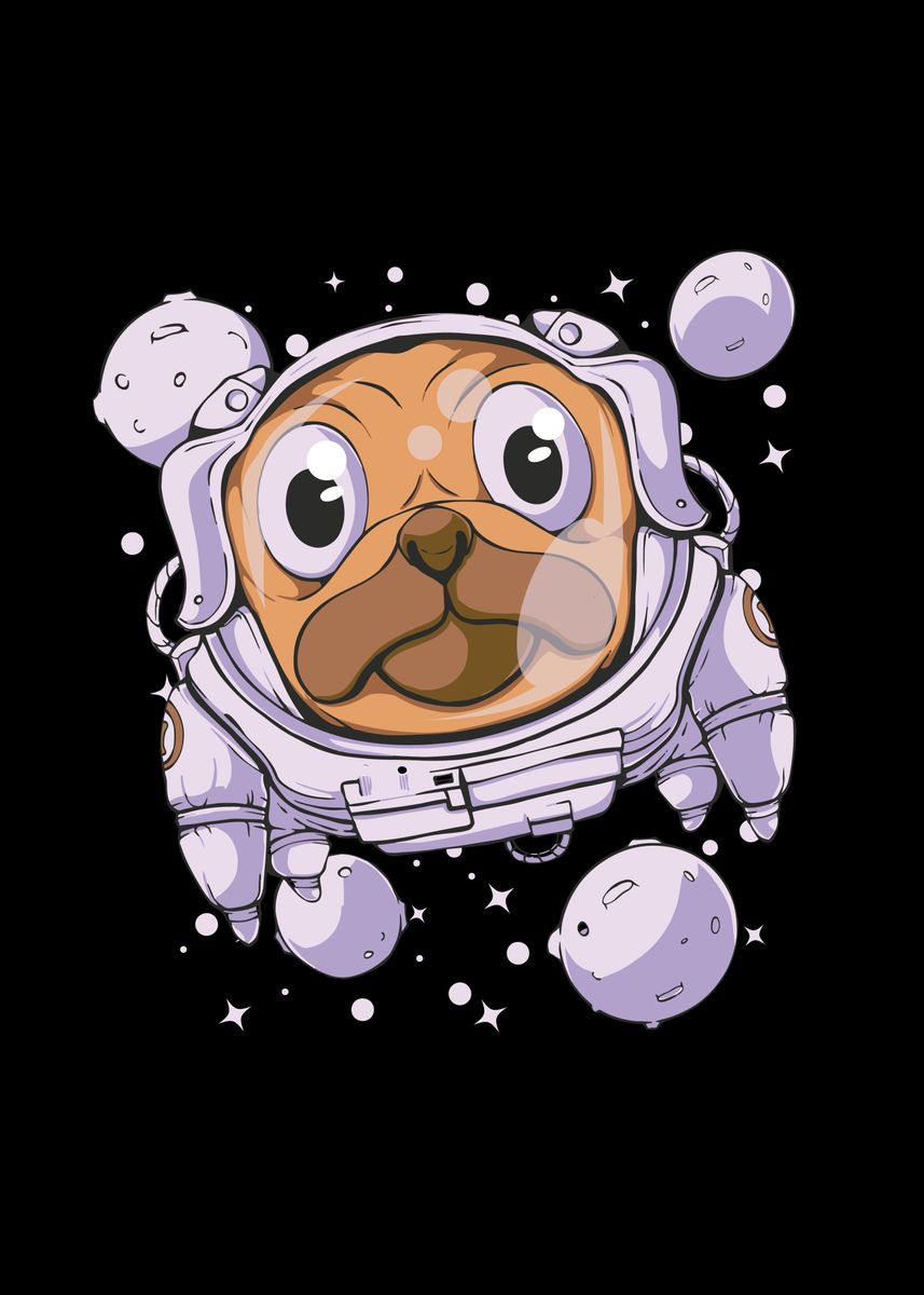 'Pug dog space astronaut' Poster by thetshirtshop2020 | Displate