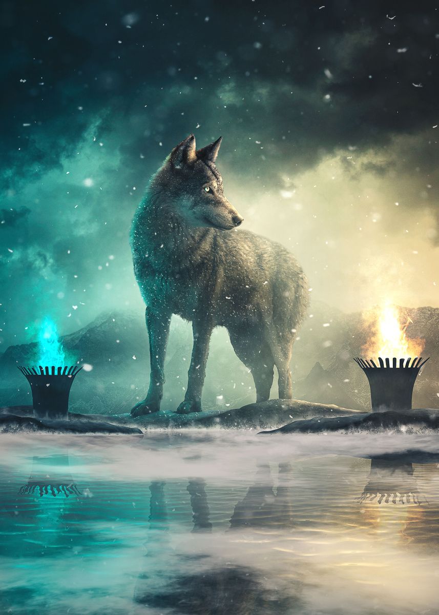 'Lone Wolf' Poster, picture, metal print, paint by Adam Cousins | Displate
