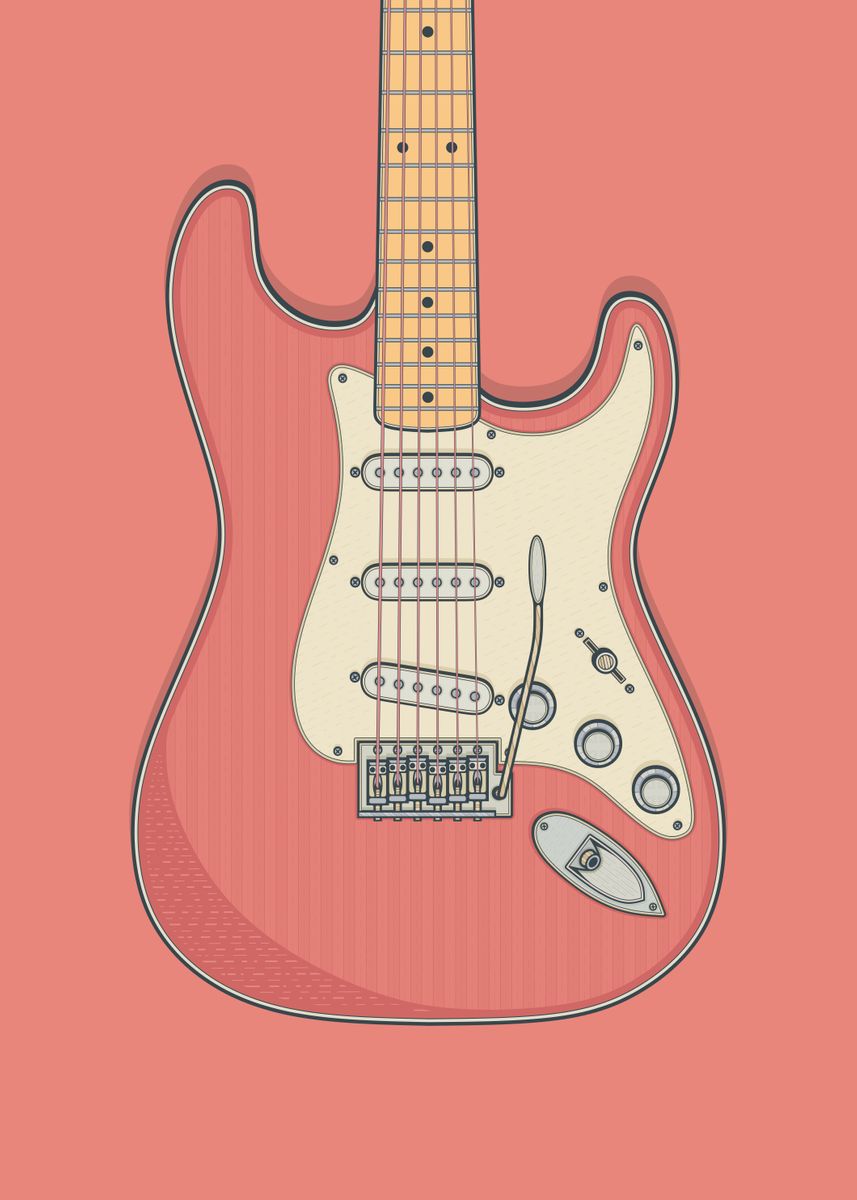 'Fiesta Red Strat' Poster, picture, metal print, paint by Milhad Art ...