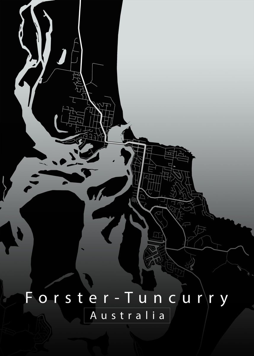 'Forster Tuncurry City Map' Poster, picture, metal print, paint by ...