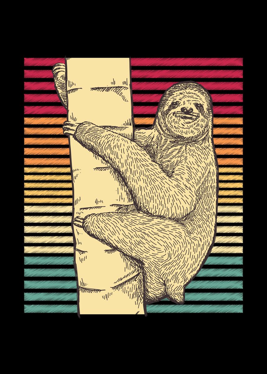 'Sloth Retro' Poster by ninarts | Displate