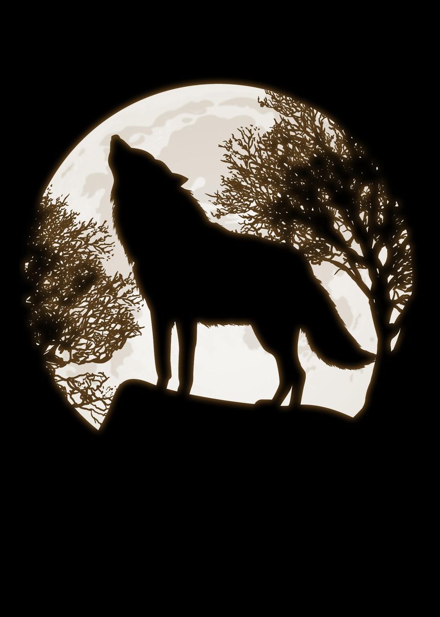 'Wolf Moon' Poster, picture, metal print, paint by schmugo | Displate