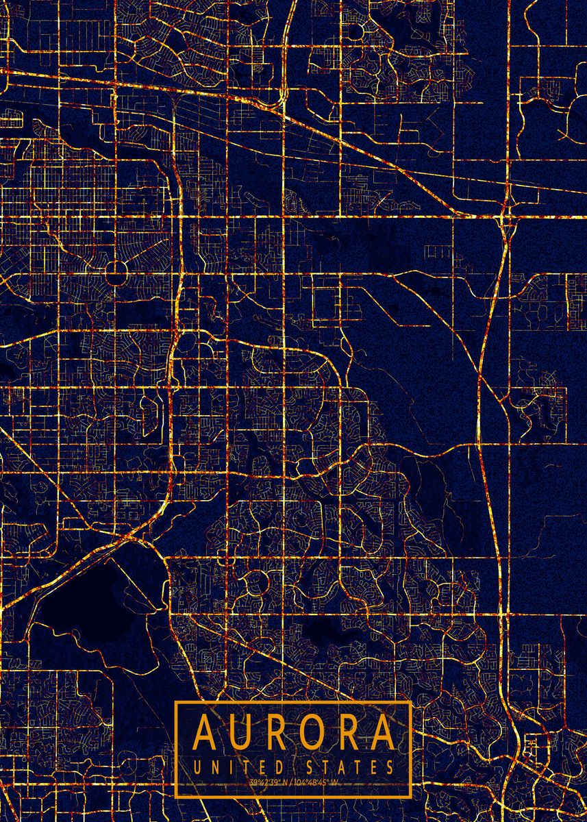 'Aurora Map City At Night' Poster, picture, metal print, paint by deMAP ...