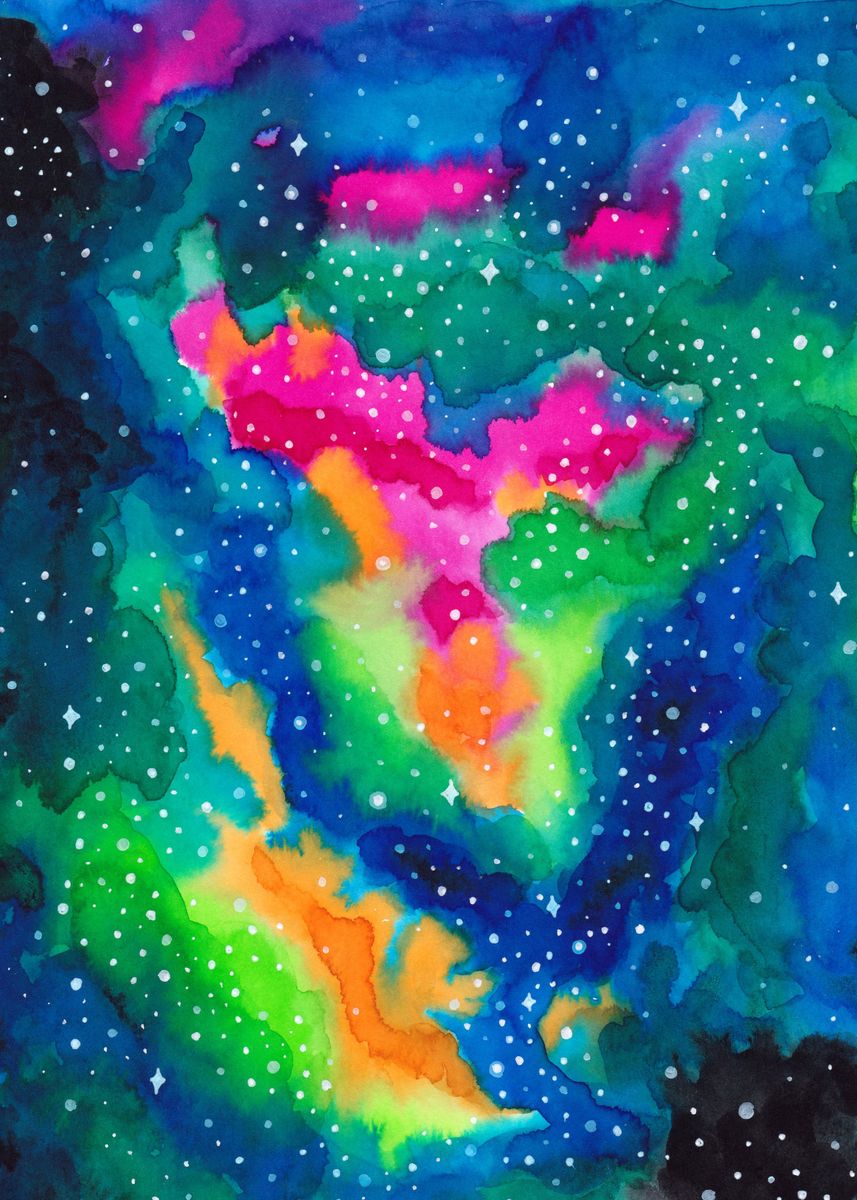 'Watercolor Cosmic 05' Poster, picture, metal print, paint by Aloke ...