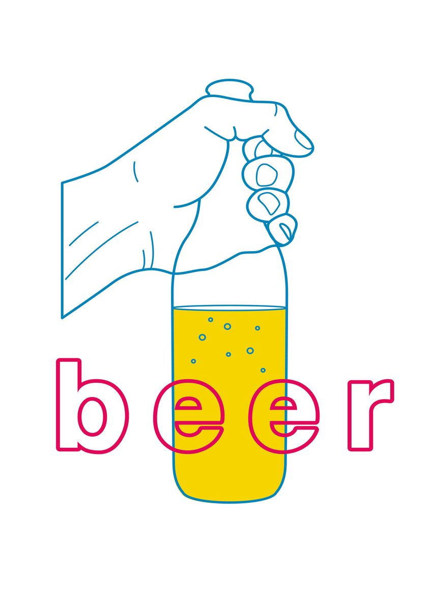 'Line art beer' Poster by Designersen | Displate