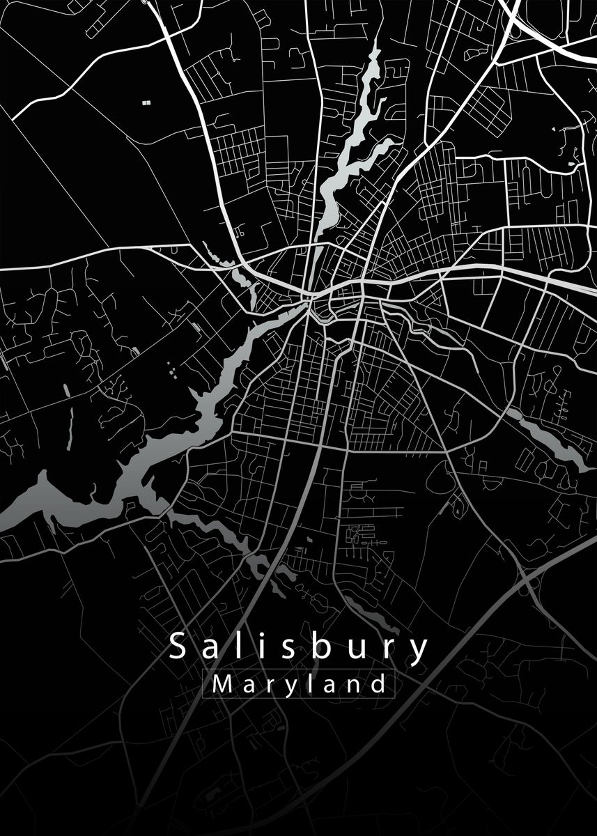 'Salisbury City Map' Poster by Robin Niemczyk | Displate