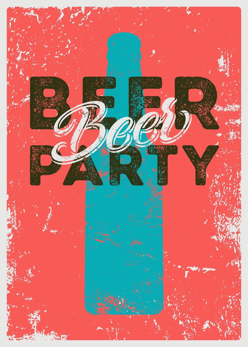 'Beer party poster' Poster, picture, metal print, paint by Designersen ...