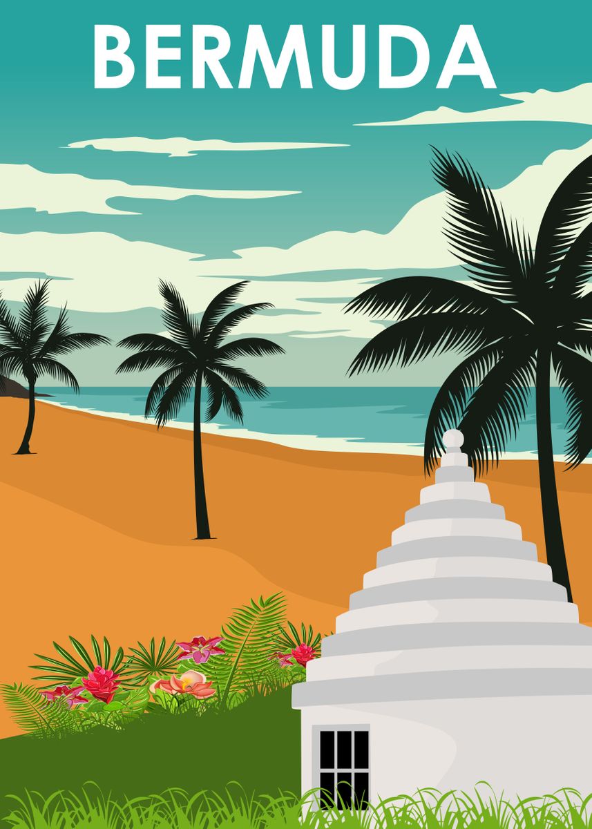 'Bermuda Travel Poster' Poster, picture, metal print, paint by Jorn ...