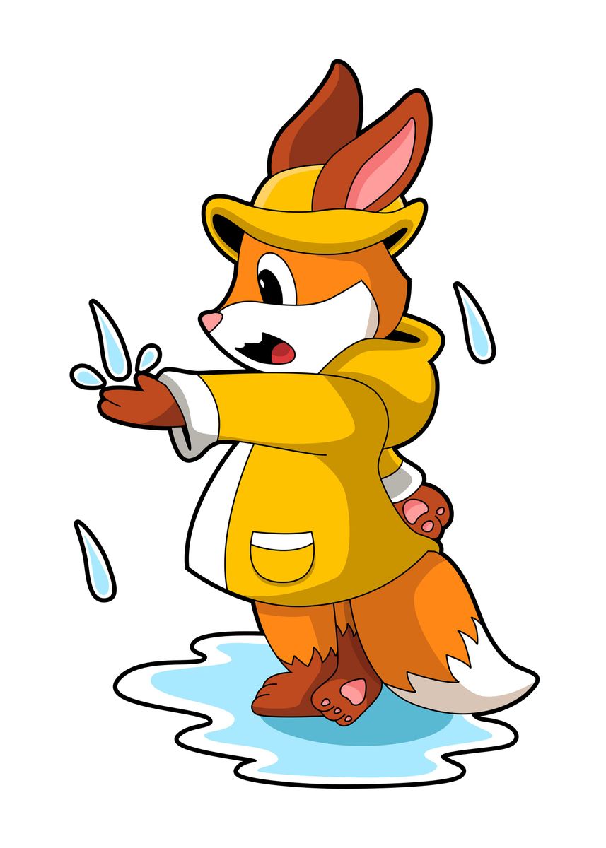 'Fox Rain Water ' Poster, picture, metal print, paint by Markus ...