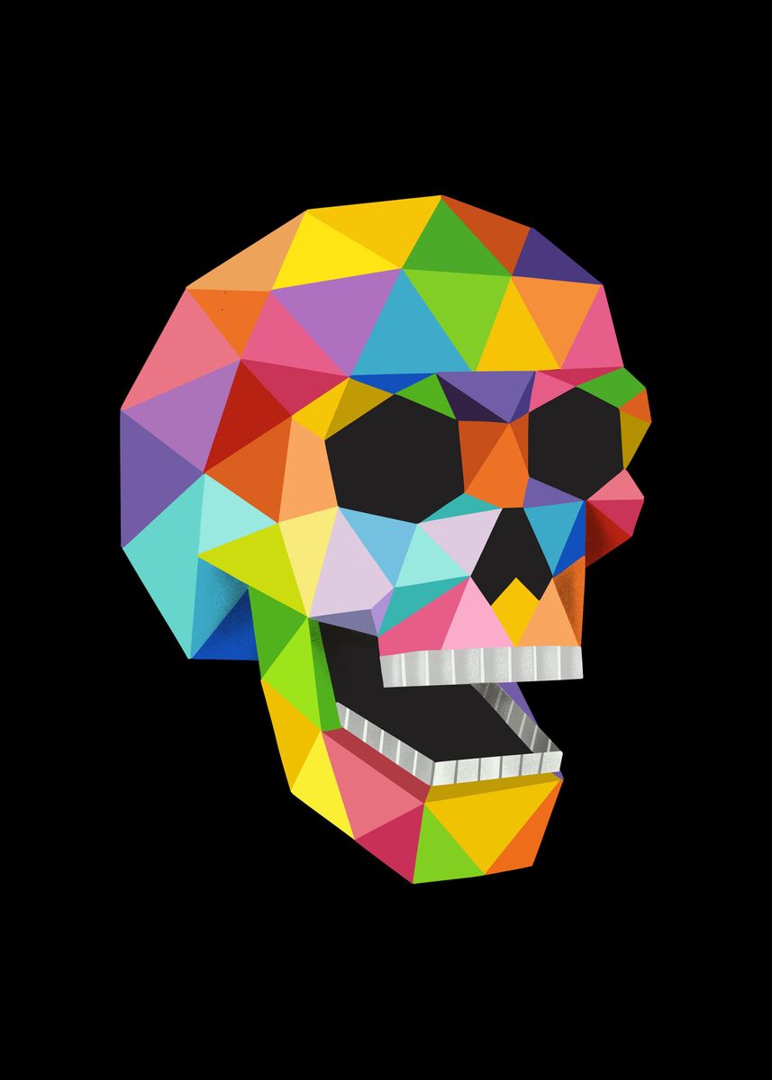 'Skull Polygons' Poster, picture, metal print, paint by Coffee Man ...