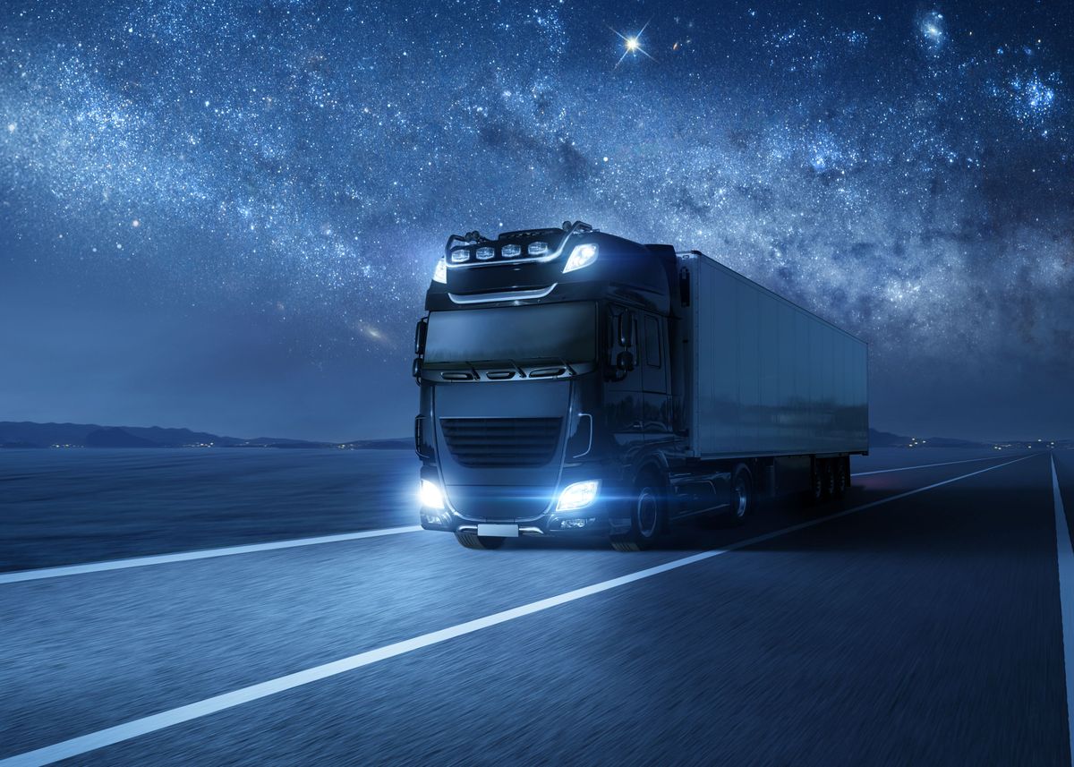 'Truck Driving At Night' Poster by photoschmidt | Displate
