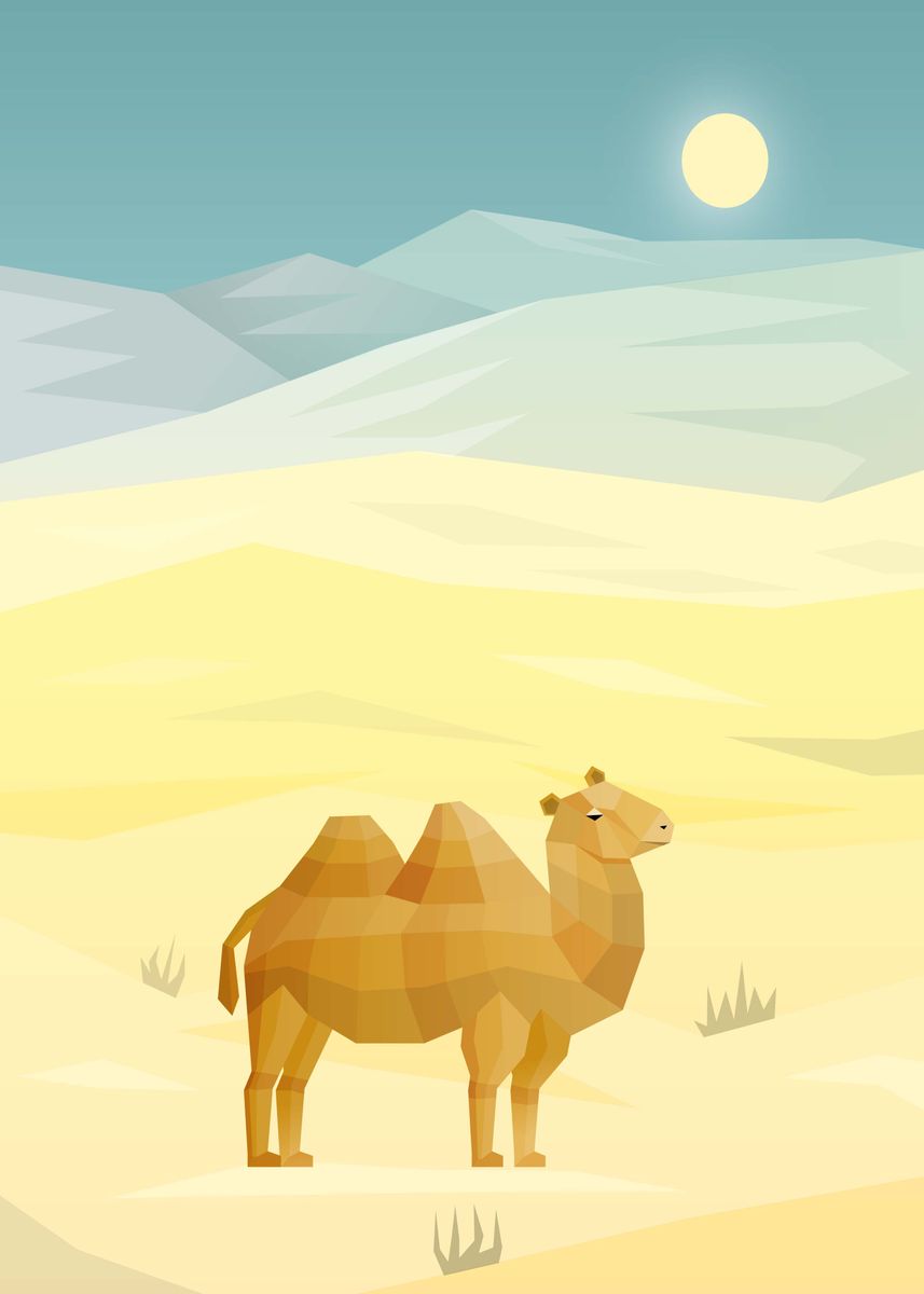 'camel' Poster, picture, metal print, paint by UNIKORN | Displate