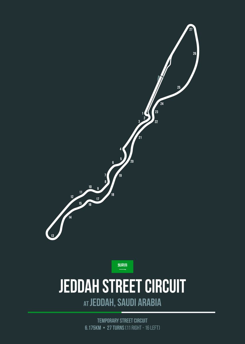 'Jeddah Street Circuit' Poster, picture, metal print, paint by Ivan ...