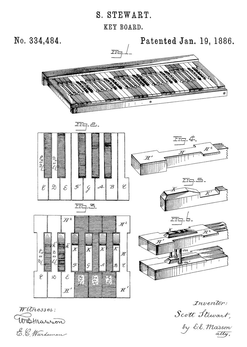 'Piano Keyboard Blueprint' Poster, picture, metal print, paint by Max ...