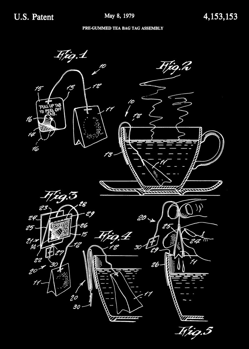 'Tea Bag Blueprint' Poster, picture, metal print, paint by Max Ronn ...