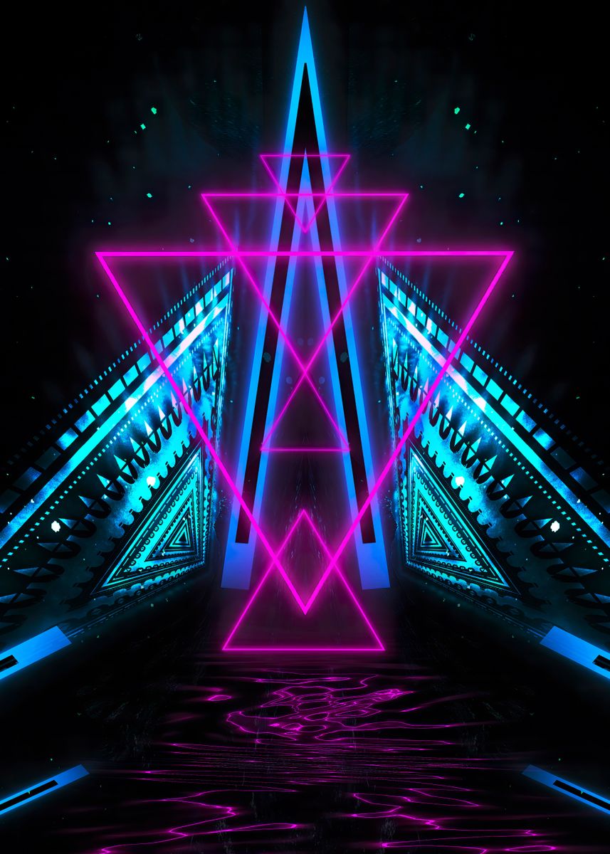 'Pink Triangles' Poster, picture, metal print, paint by Synthwave 1950 ...