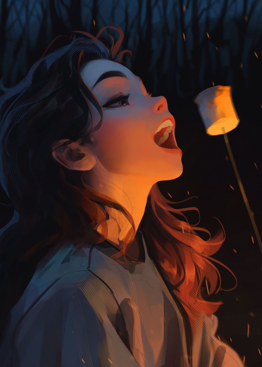 'Campfire' Poster, picture, metal print, paint by Sam Yang | Displate