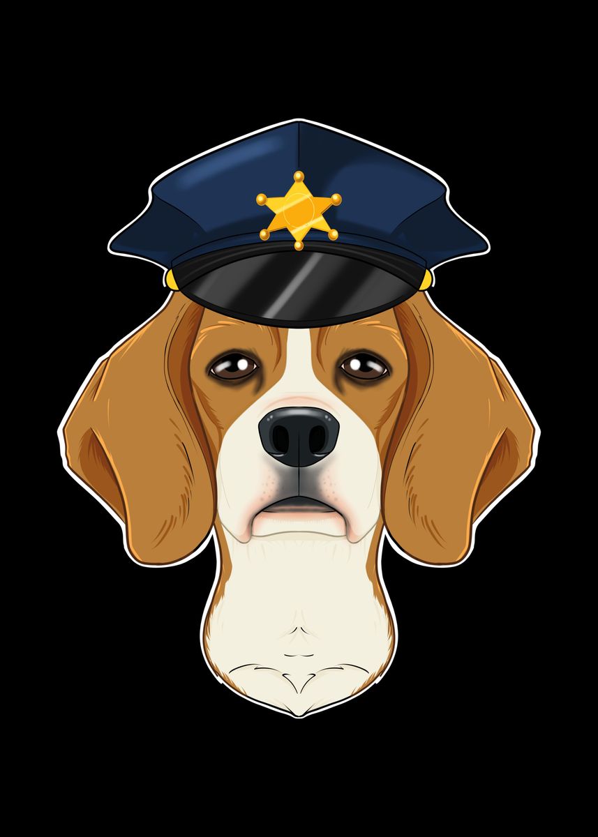 'Police Beagle Canine' Poster, picture, metal print, paint by ...
