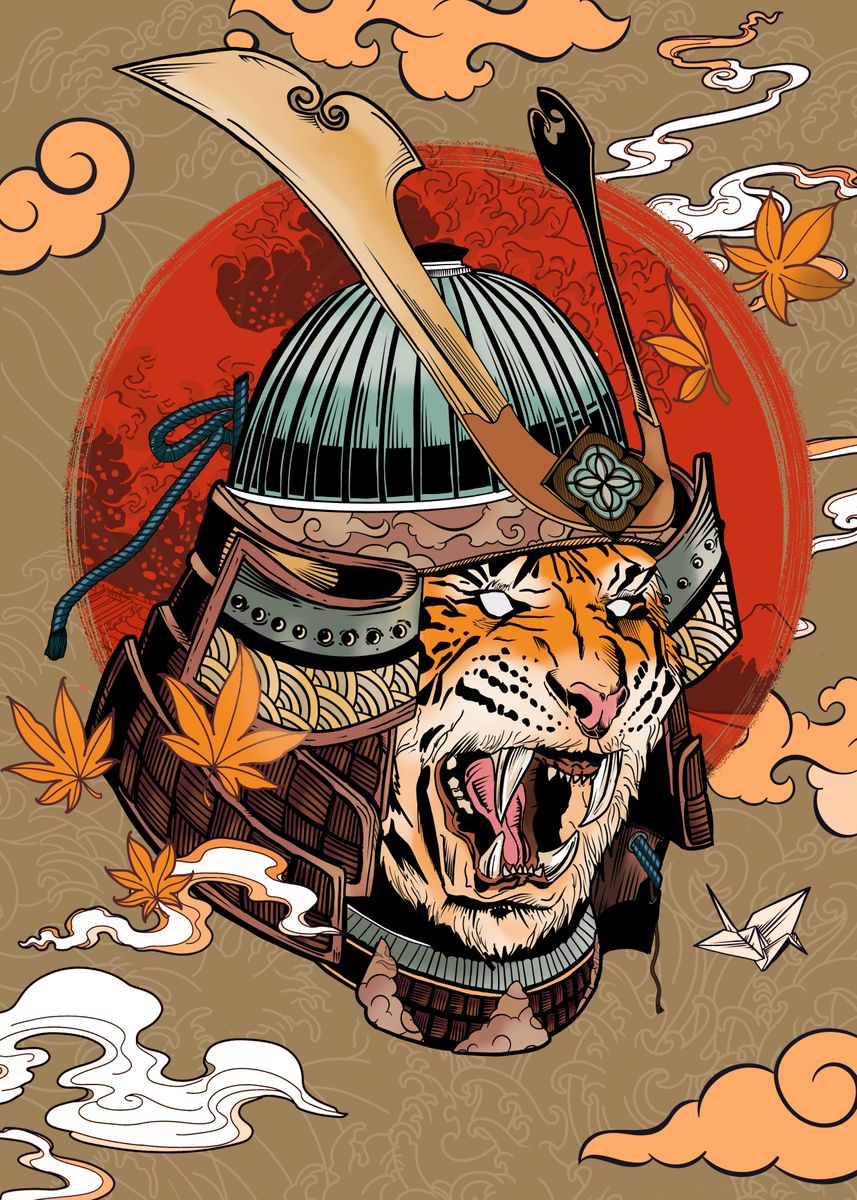 'Samurai Tiger' Poster, picture, metal print, paint by Tomasz Dąbek ...
