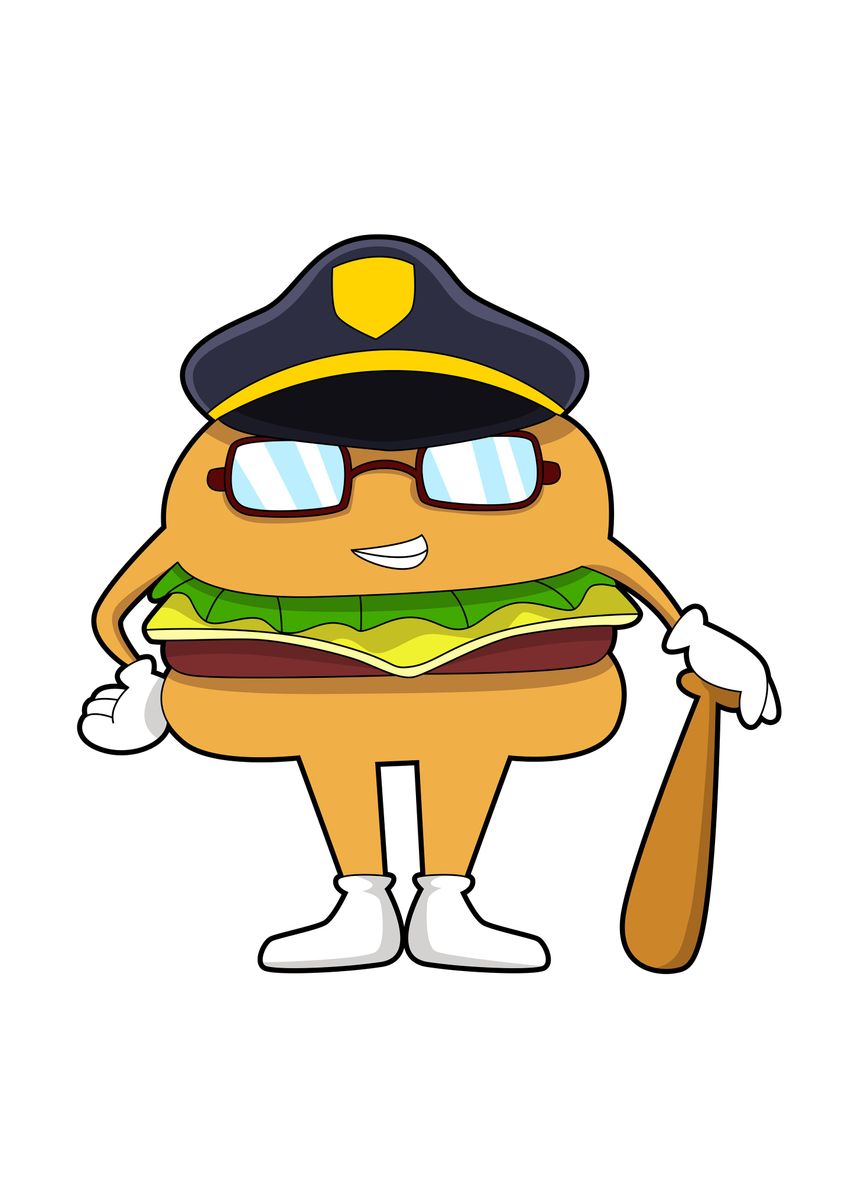 'Burger Police Sunglasses' Poster, picture, metal print, paint by ...