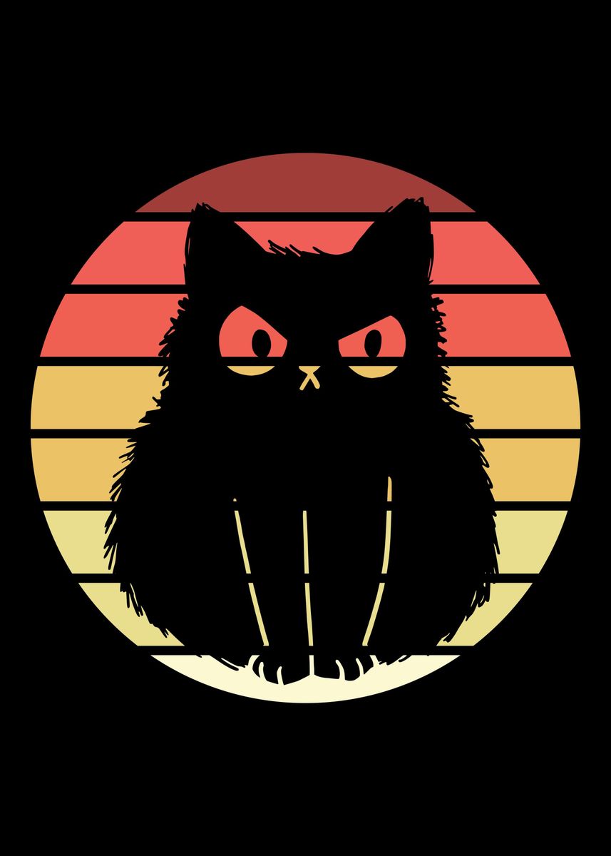 'Cat Retro Vintage' Poster, picture, metal print, paint by royalsigns ...
