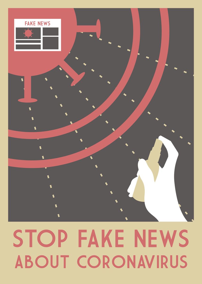 'Stop Fake News about Covid' Poster, picture, metal print, paint by ...