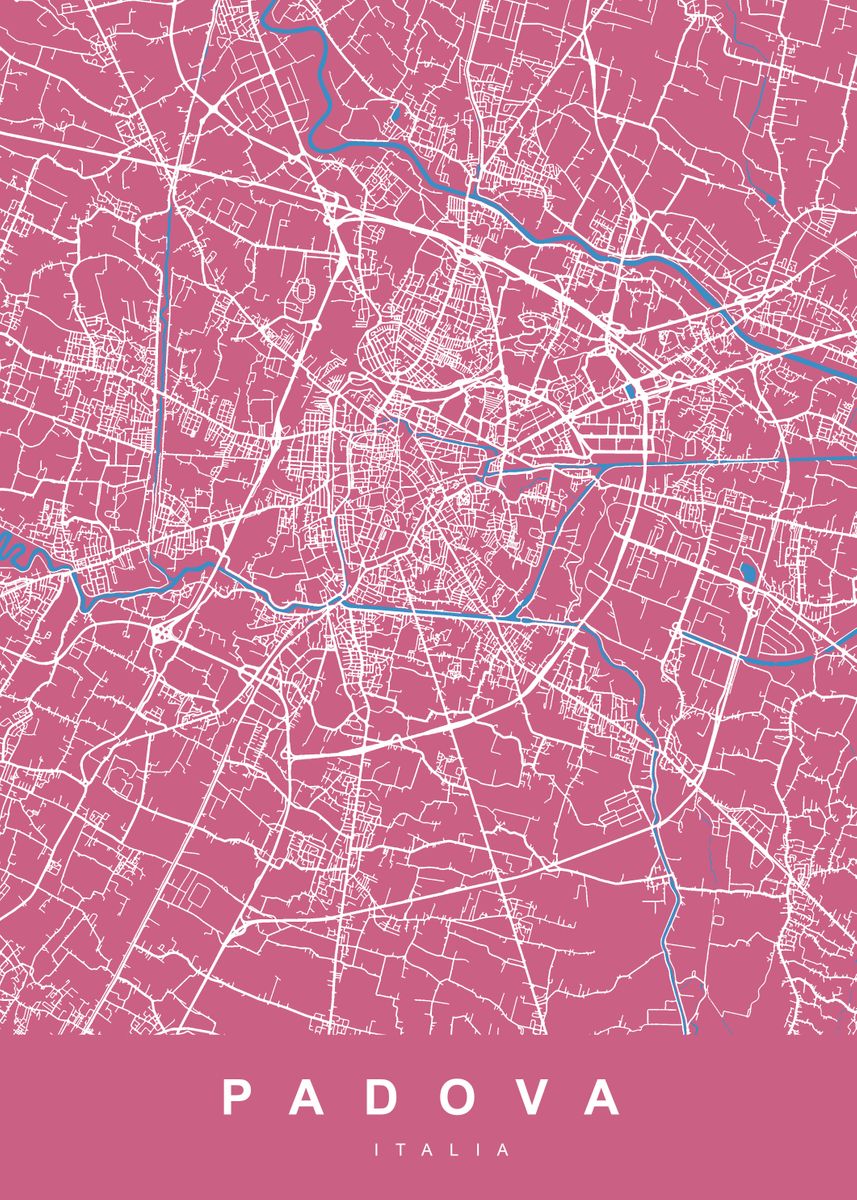 'PADOVA Map ITALY' Poster, picture, metal print, paint by UrbanMaps ...