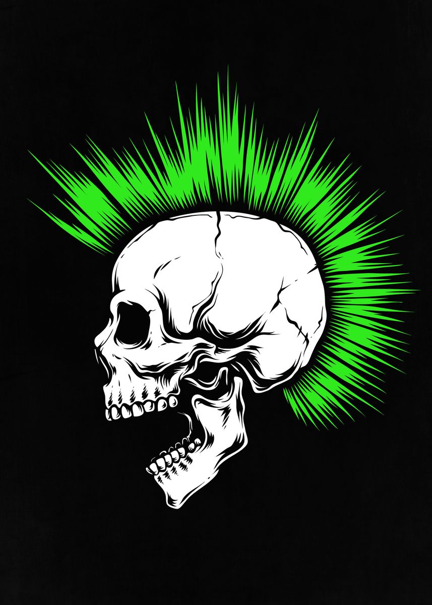 'Punk Skull' Poster, picture, metal print, paint by John Marinakis ...